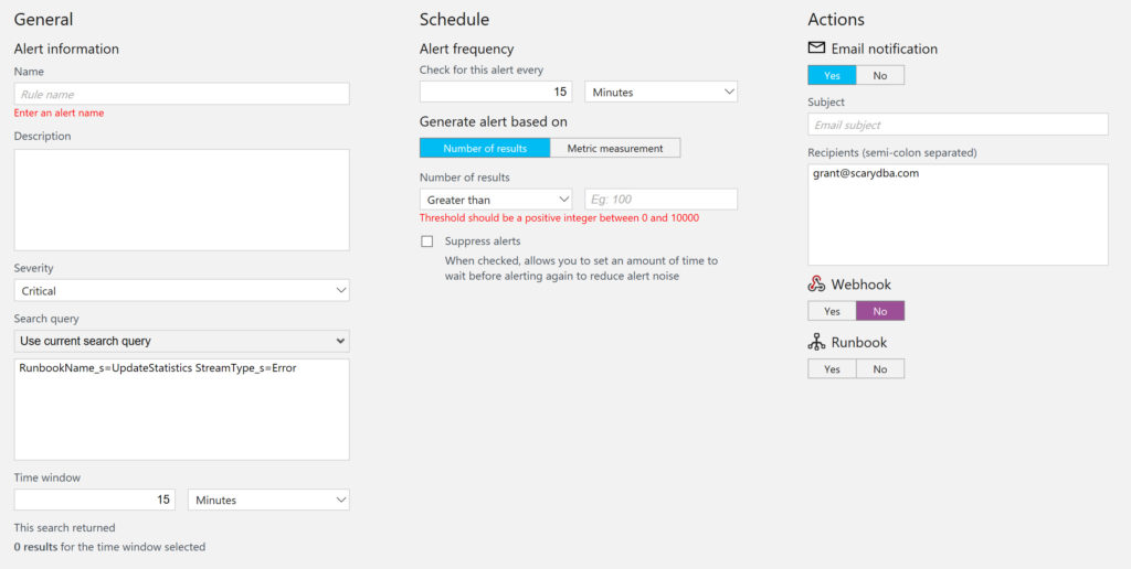 Alerts From Azure Automation - Grant Fritchey